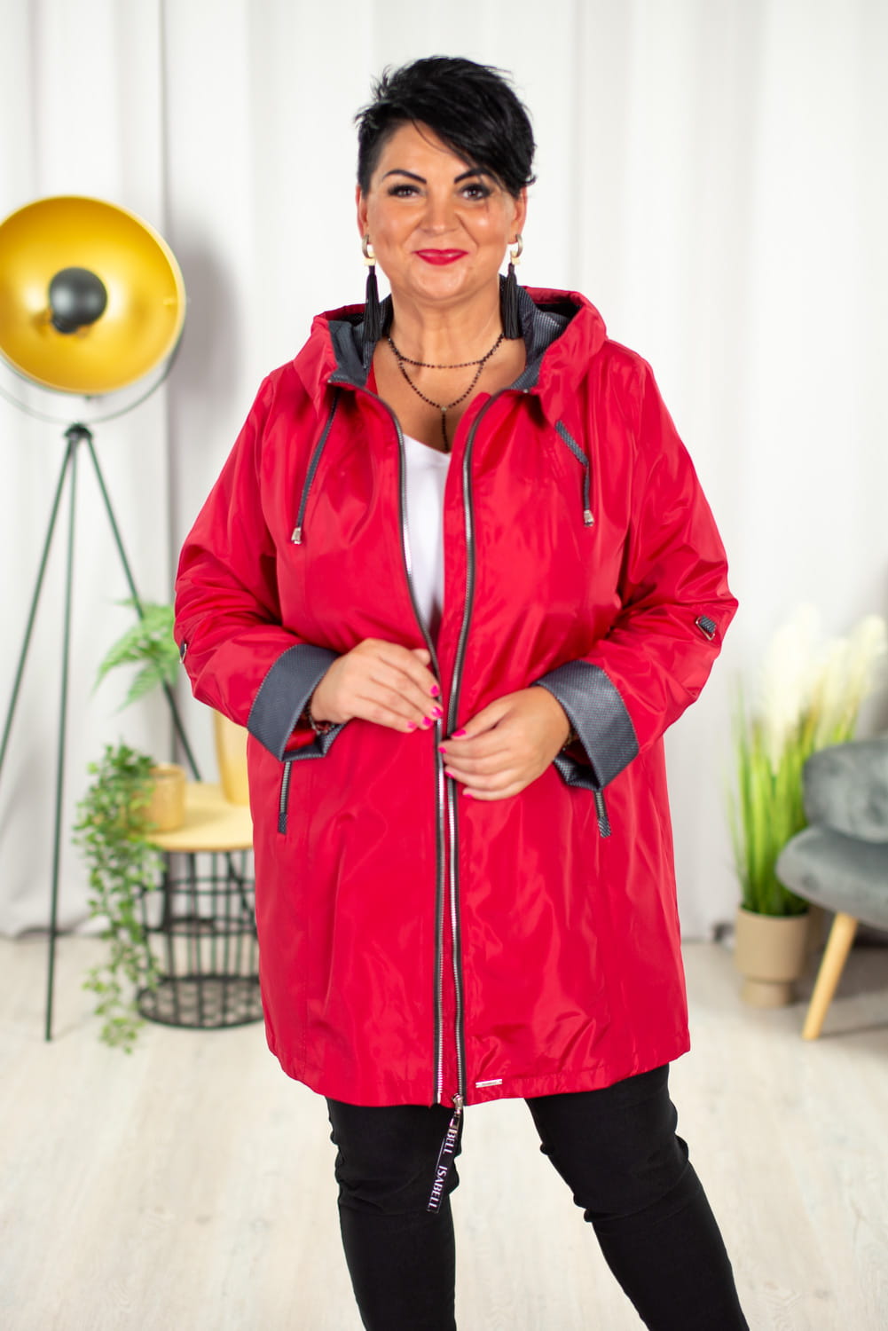 Wiosenna Kurtka Parka EMMA Czerwona Plus Size 44 52 Butiknaplus pl Wiosenna Kurtka Parka EMMA Czerwona Plus Size 44 52 Butiknaplus pl
